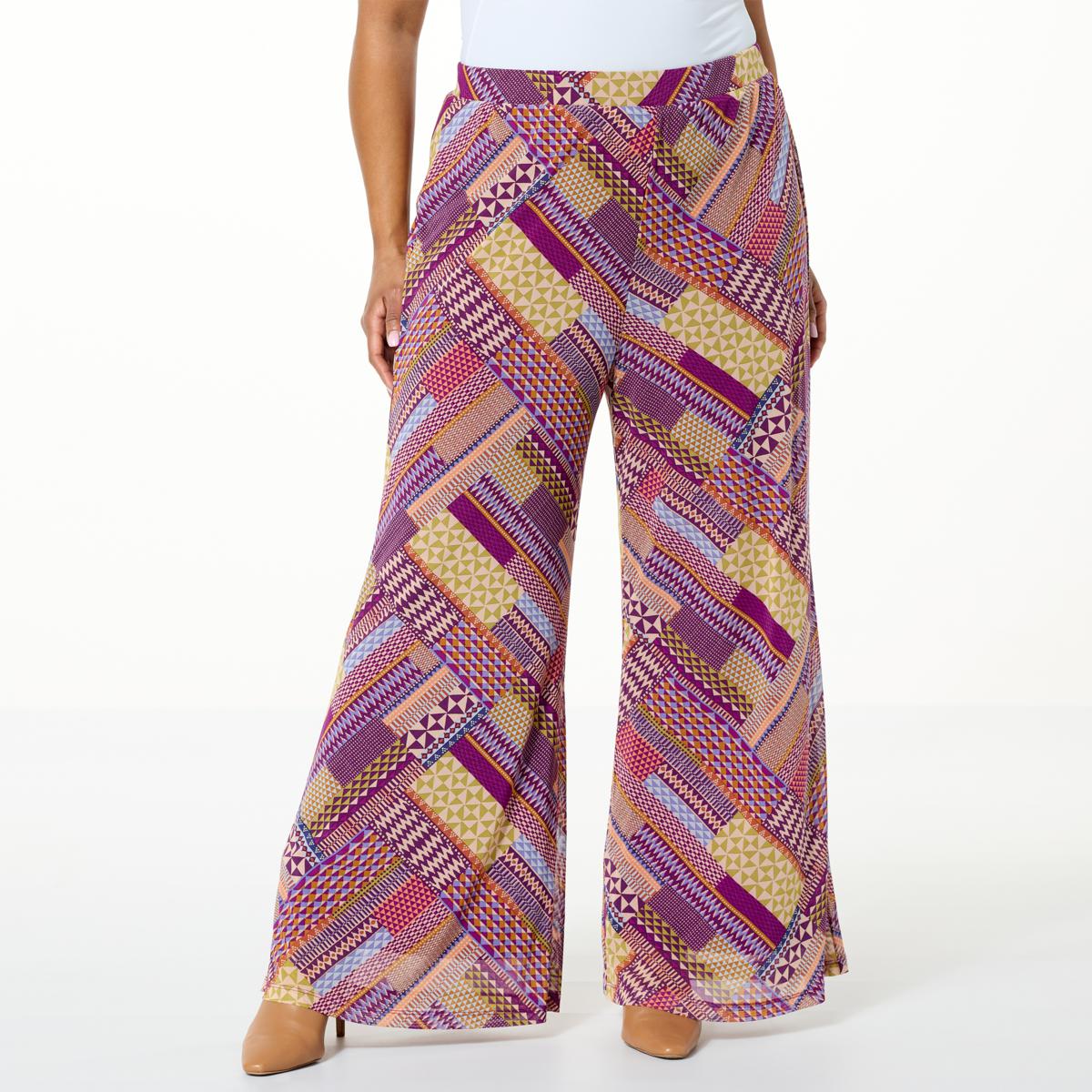 Antthony Printed Mesh Knit Wide-Leg Pull-On Pant | HSN