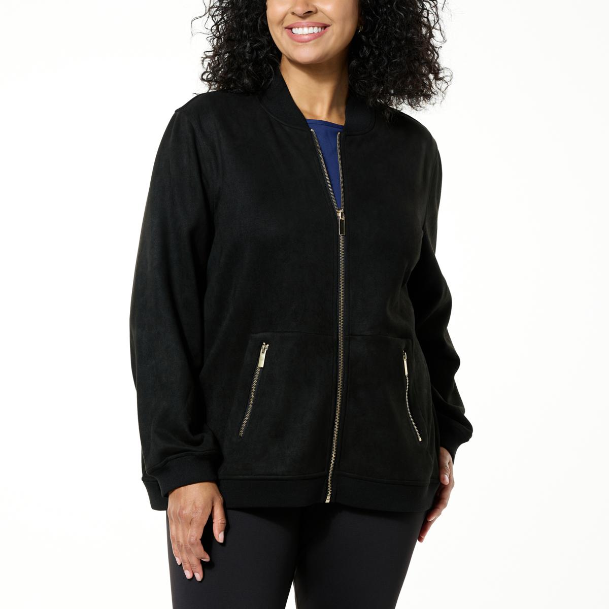 Joy CleanBoss Luxurious Faux Suede Reversible Bomber Jacket | HSN