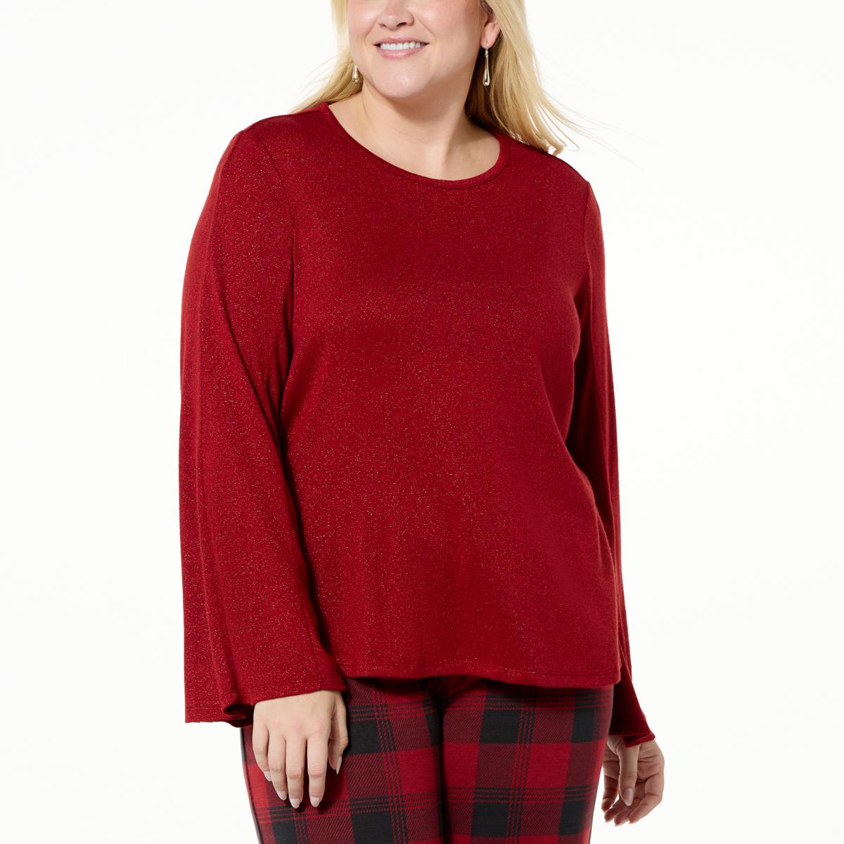 DG2 Sweater Knit 4-Panel Bell Sleeve Top - 21482490 | HSN