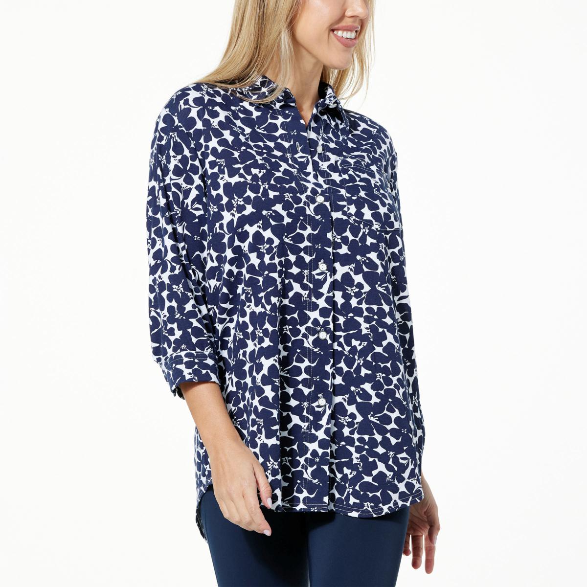 HUE Spring Button-Down Nap Shirt - 21619694 | HSN