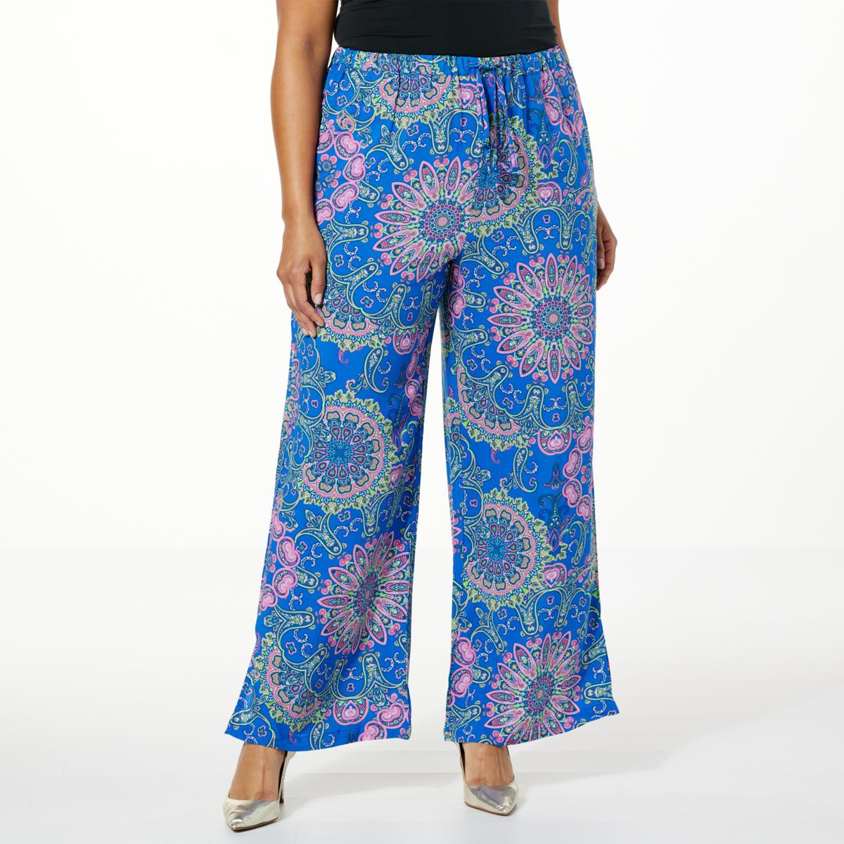One World Printed Pull-On Tie Waist Pant | HSN