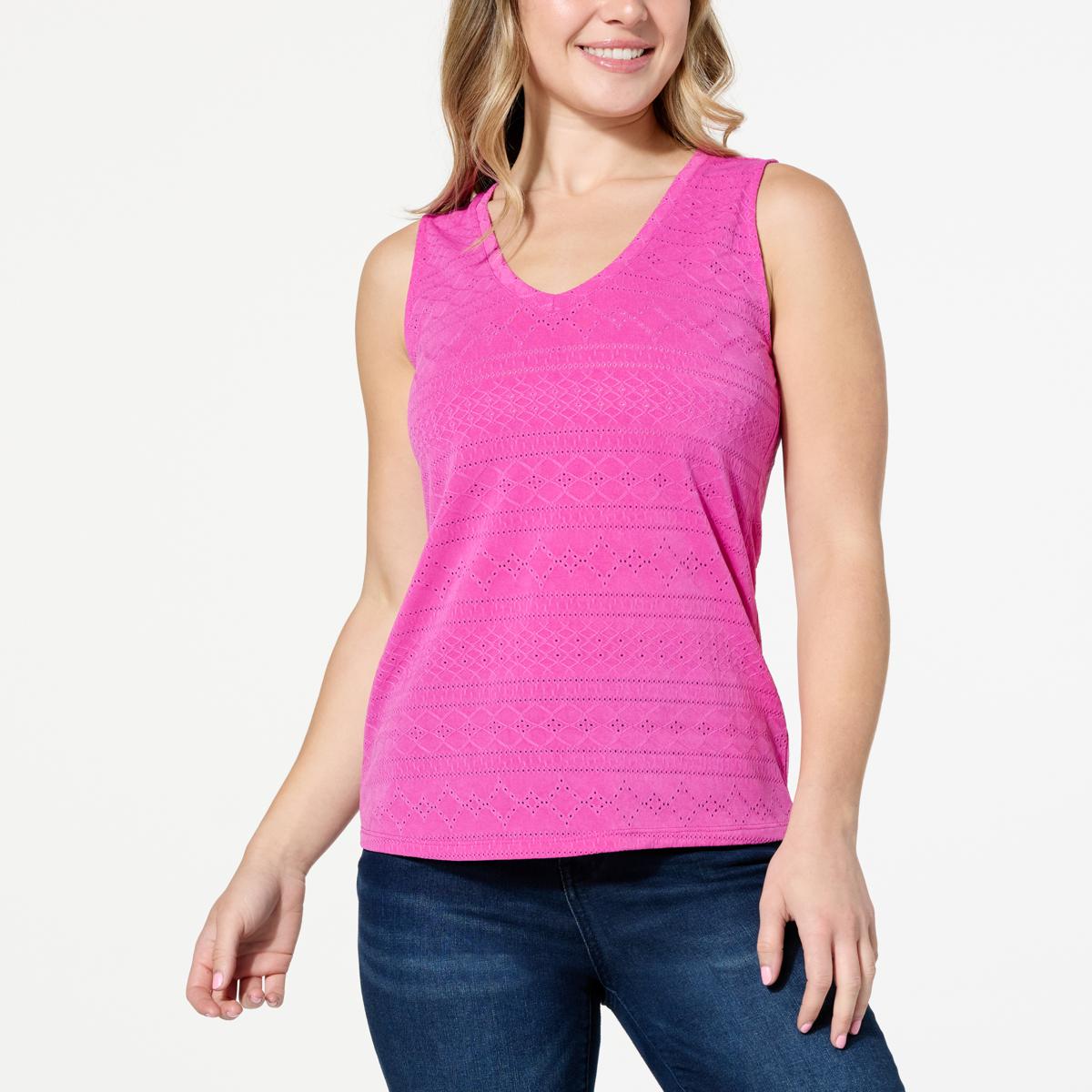 Colleen Lopez Knit Eyelet Tank Top | HSN