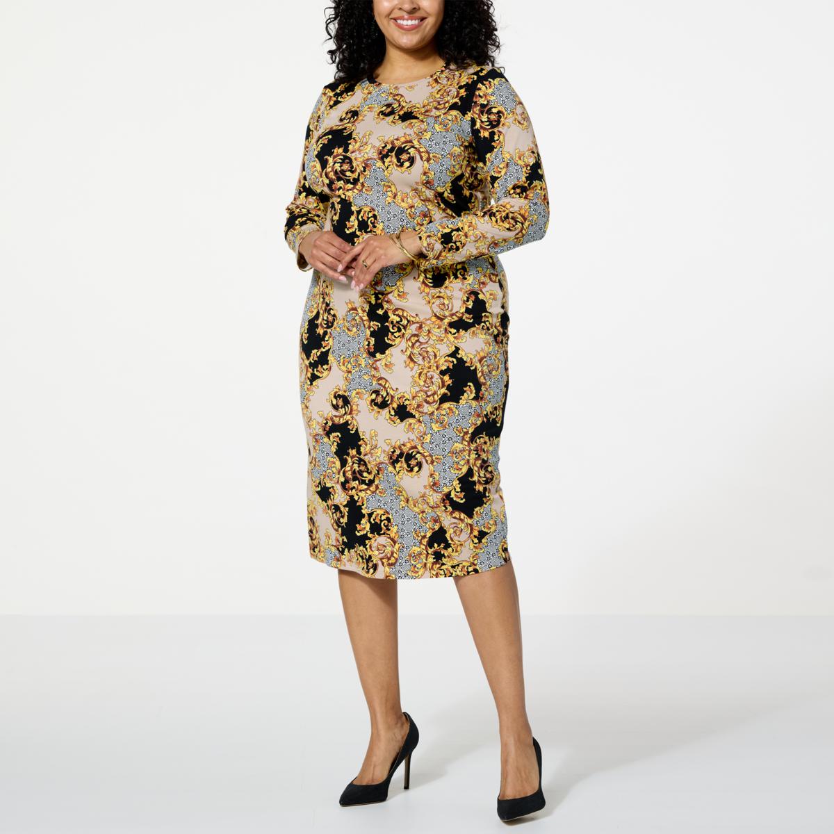 G by Giuliana Printed Jersey Knit Long-Sleeve Midi Dress - 22181991 | HSN