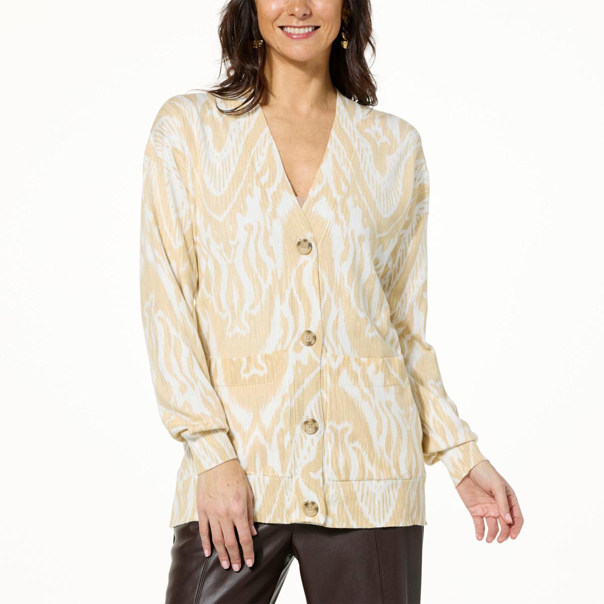 kathy ireland® Fashion 360 Maxima Printed Ikat Cardigan - 22225193 | HSN