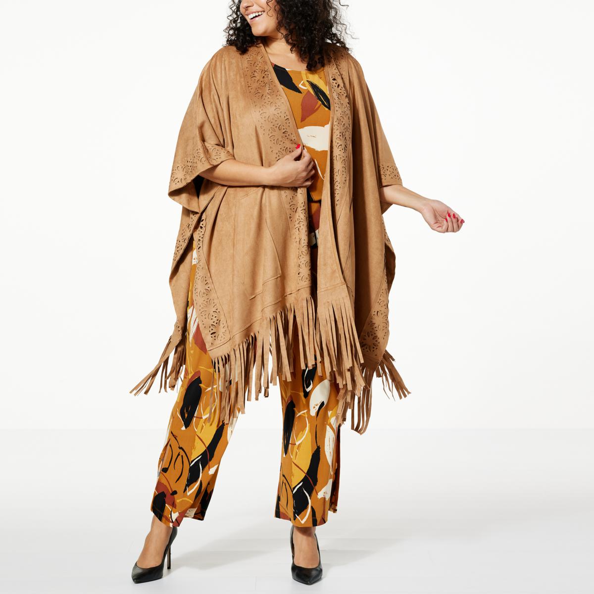 Antthony Microsuede Knit Fringed Topper - 22235651 | HSN