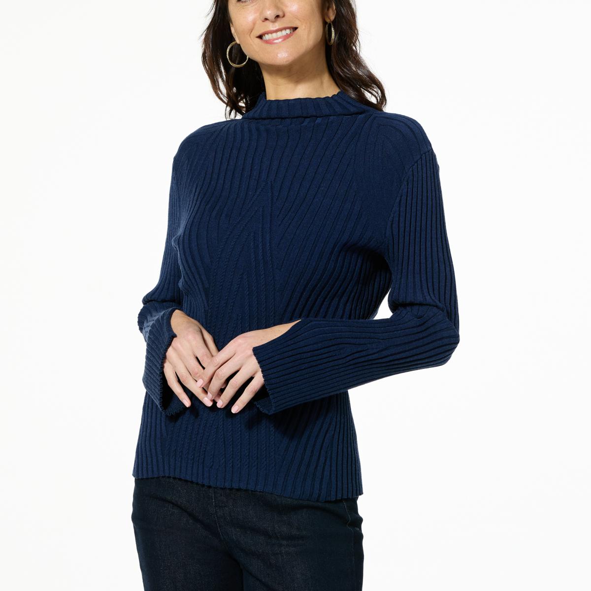 DG2 by Diane Gilman Ribbed SoftEase Knit Mock-Neck Sweater - 22269373 | HSN