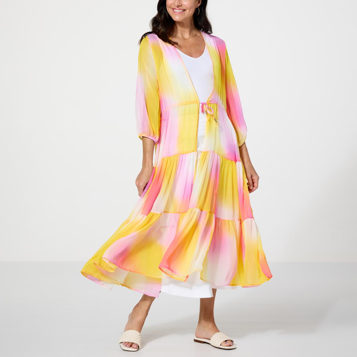 C Wonder Runway Collection Crinkled Chiffon Shirred Topper - 22345169 | HSN