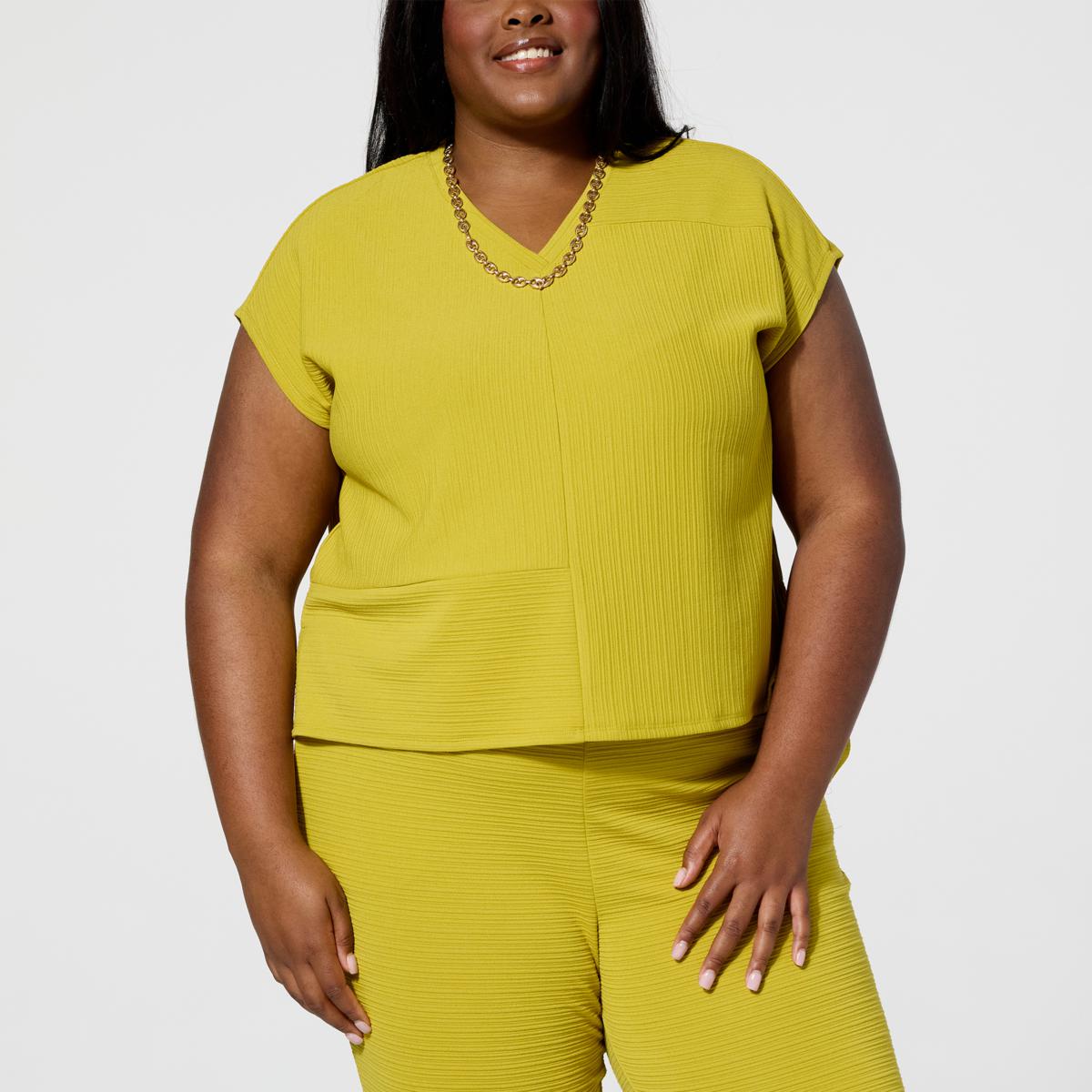 WynneLayers Ottoman Knit Paneled Tee | HSN