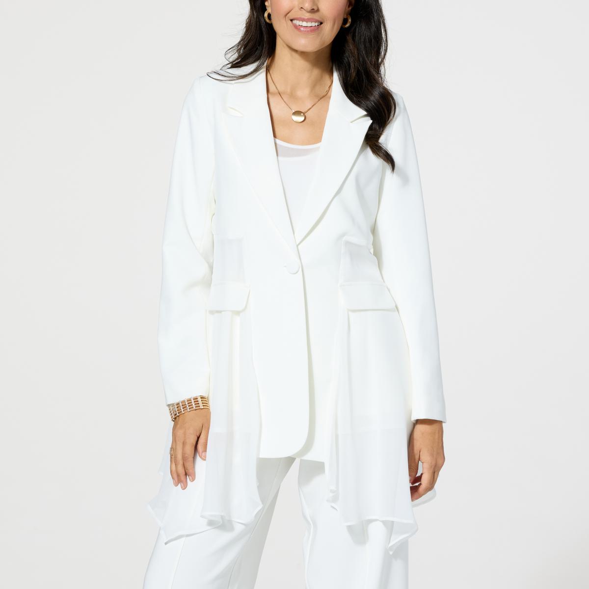 WynneCollection Mixed Media Crepe and Chiffon Jacket - 22350150 | HSN
