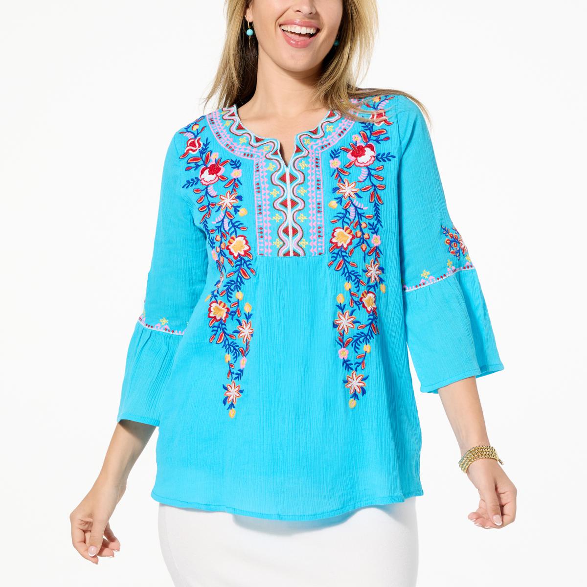 Antthony Embroidered Crepe Woven Tunic - 22651716 | HSN
