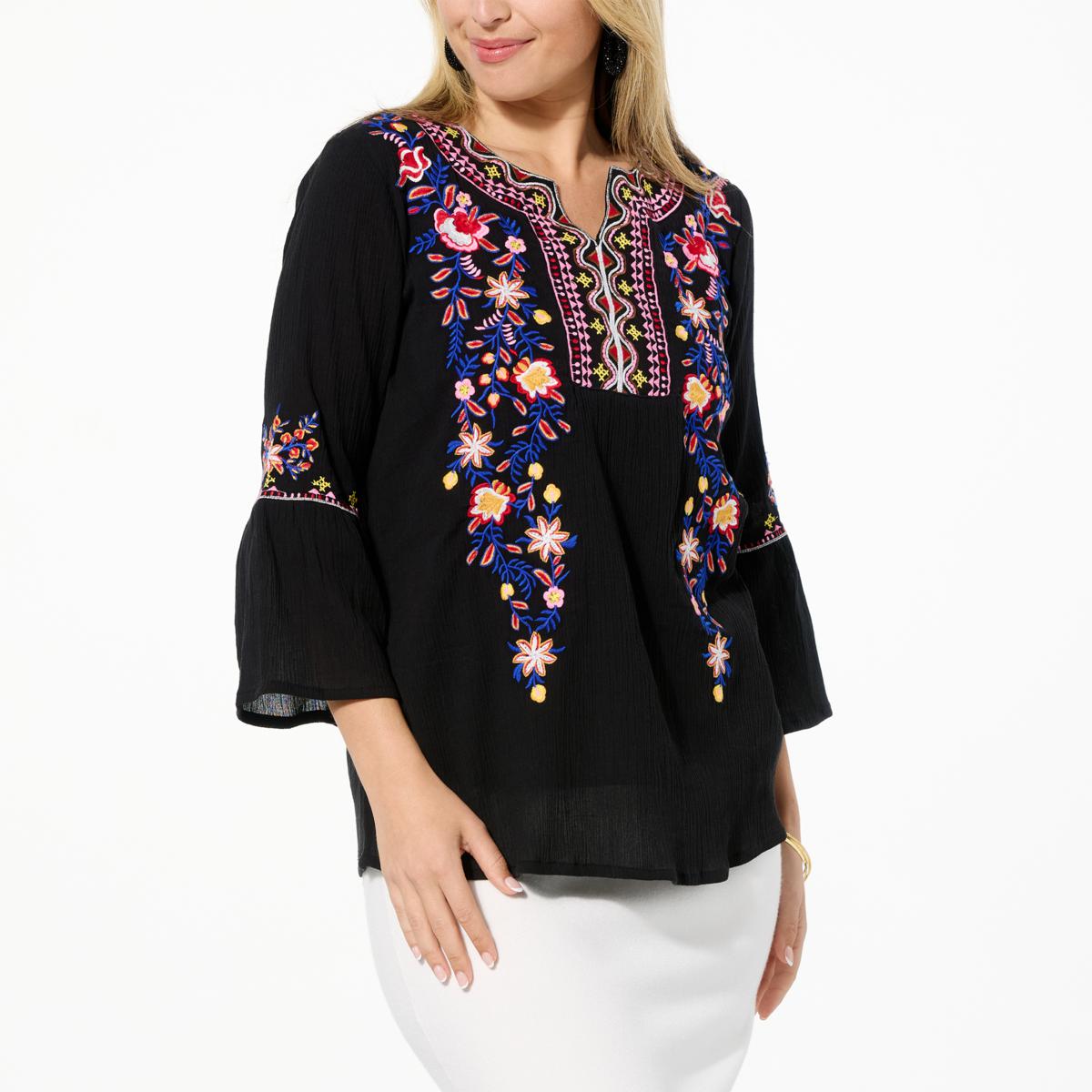 Antthony Embroidered Crepe Woven Tunic - 22651716 | HSN