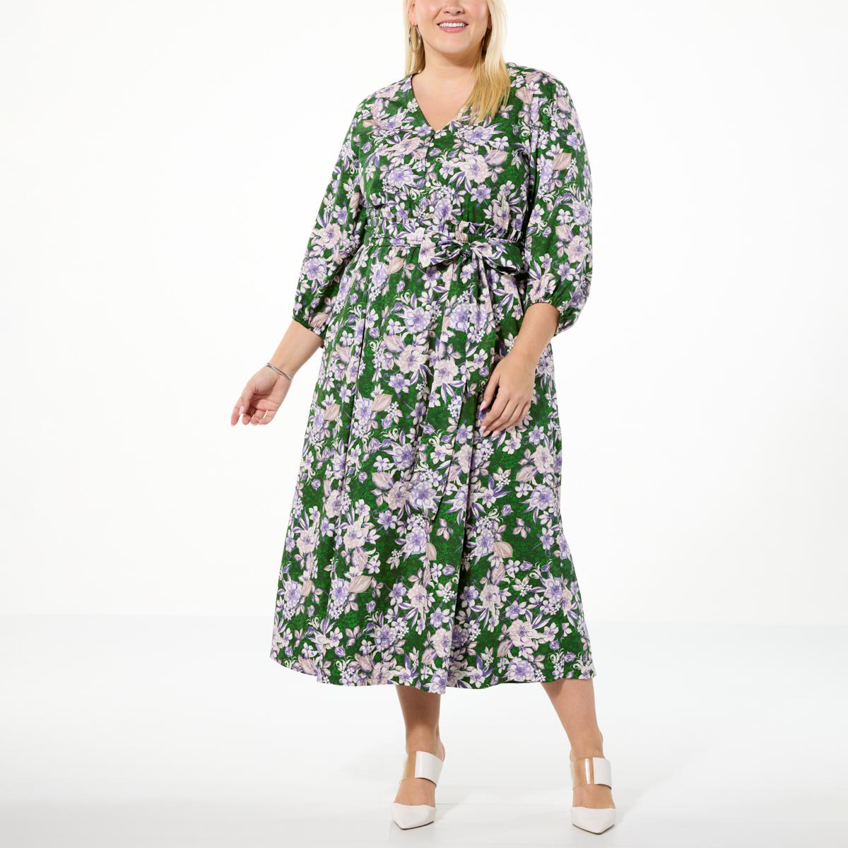 TWRHLL by Christie Brinkley Cotton Poplin Belted Midi Dress - 22925614 ...