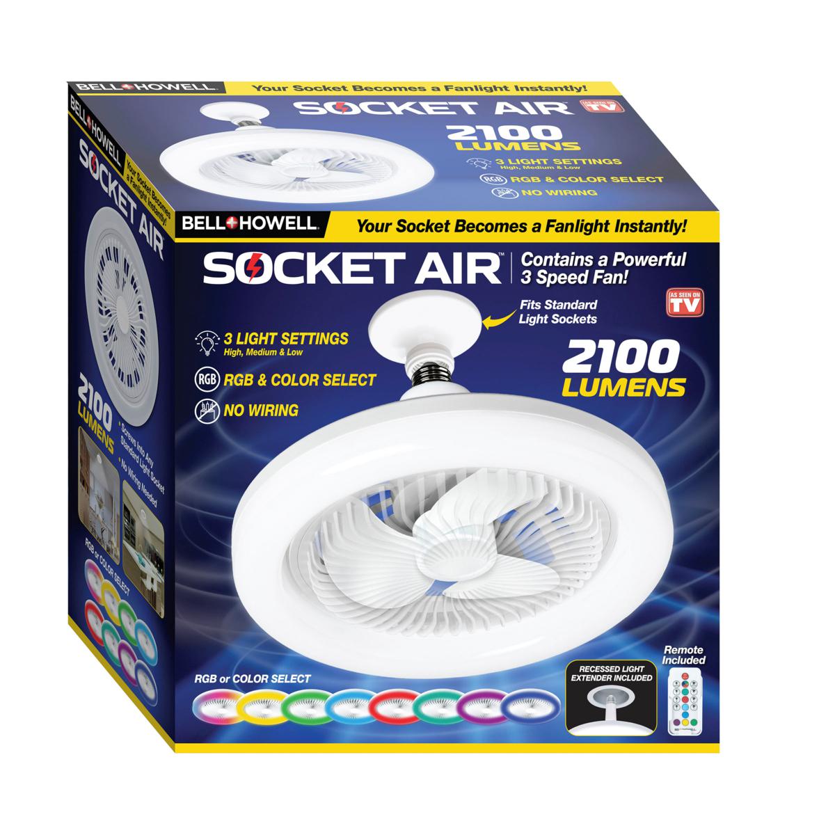 Bell+Howell Socket Air Color-Changing Light & Fan | HSN