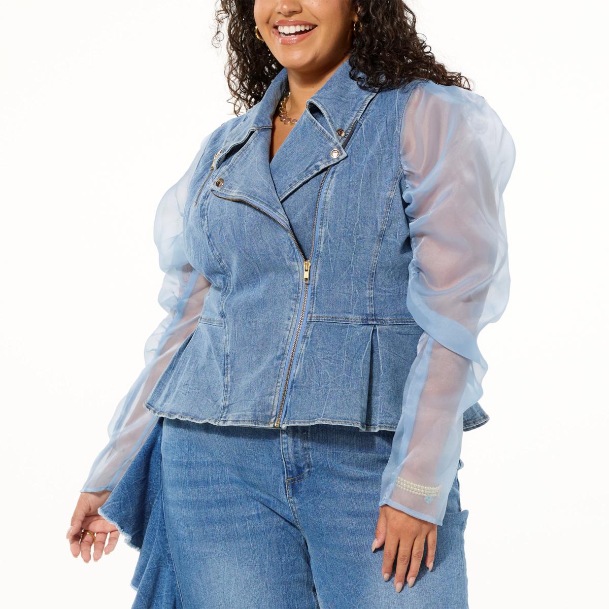 C Wonder Runway Collection Denim Organza Jacket - 23001517 | HSN
