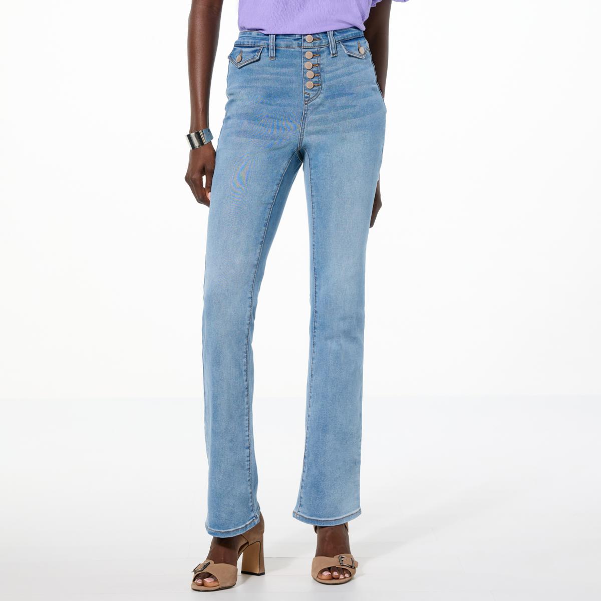 DG2 by Diane Gilman Virtual Stretch Denim Button Fly Bootcut Jean | HSN