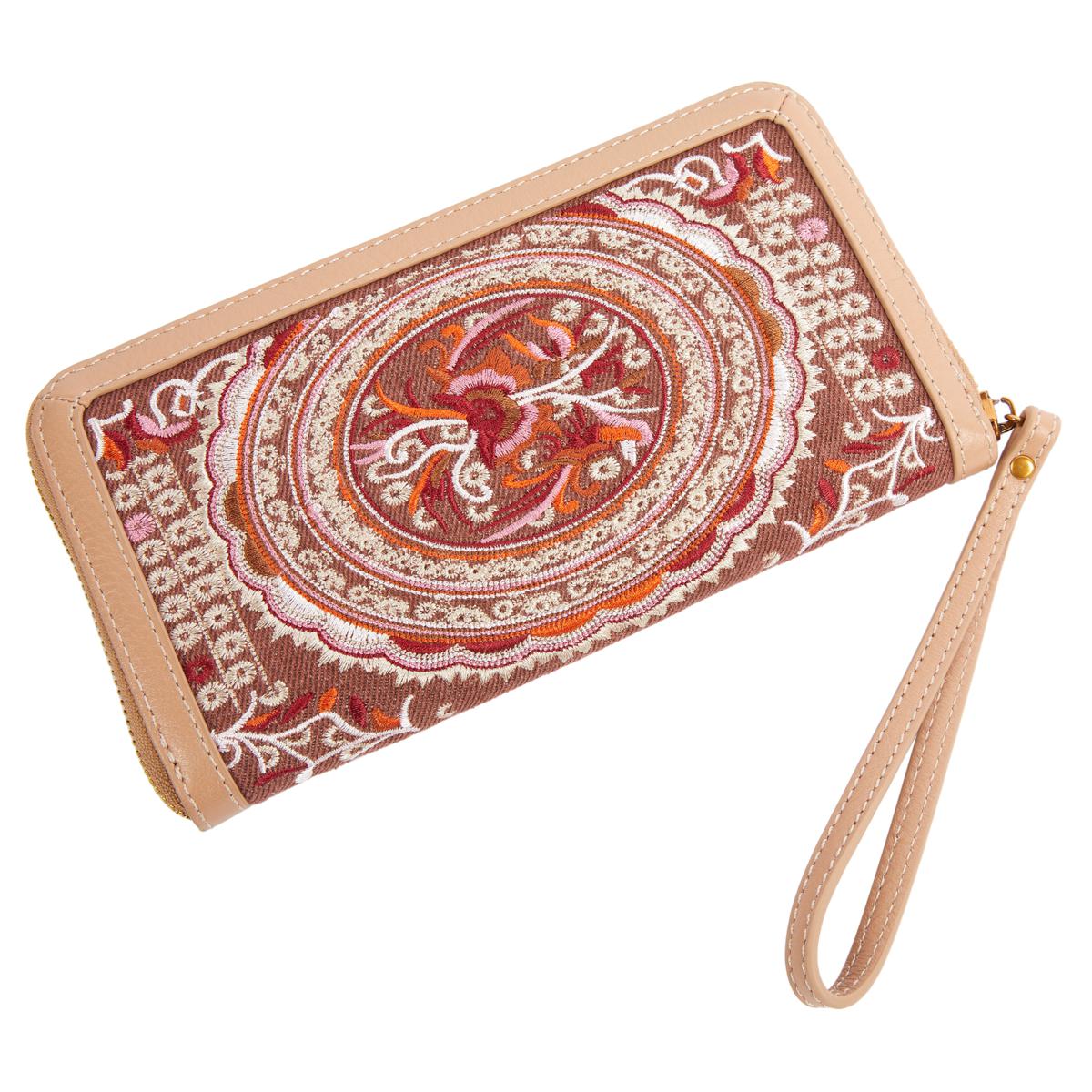 Sharif Legacy 3D Embroidered Melange Leather Wristlet Wallet - 23032288 ...