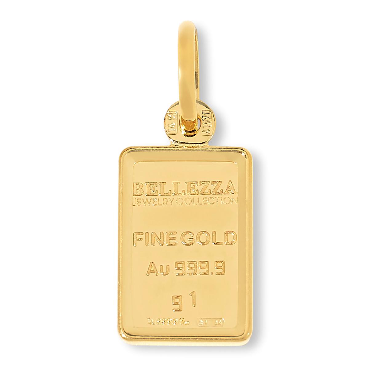 Bellezza 24K Gold Ingot with 14K Gold Frame Pendant - 10092822 | HSN