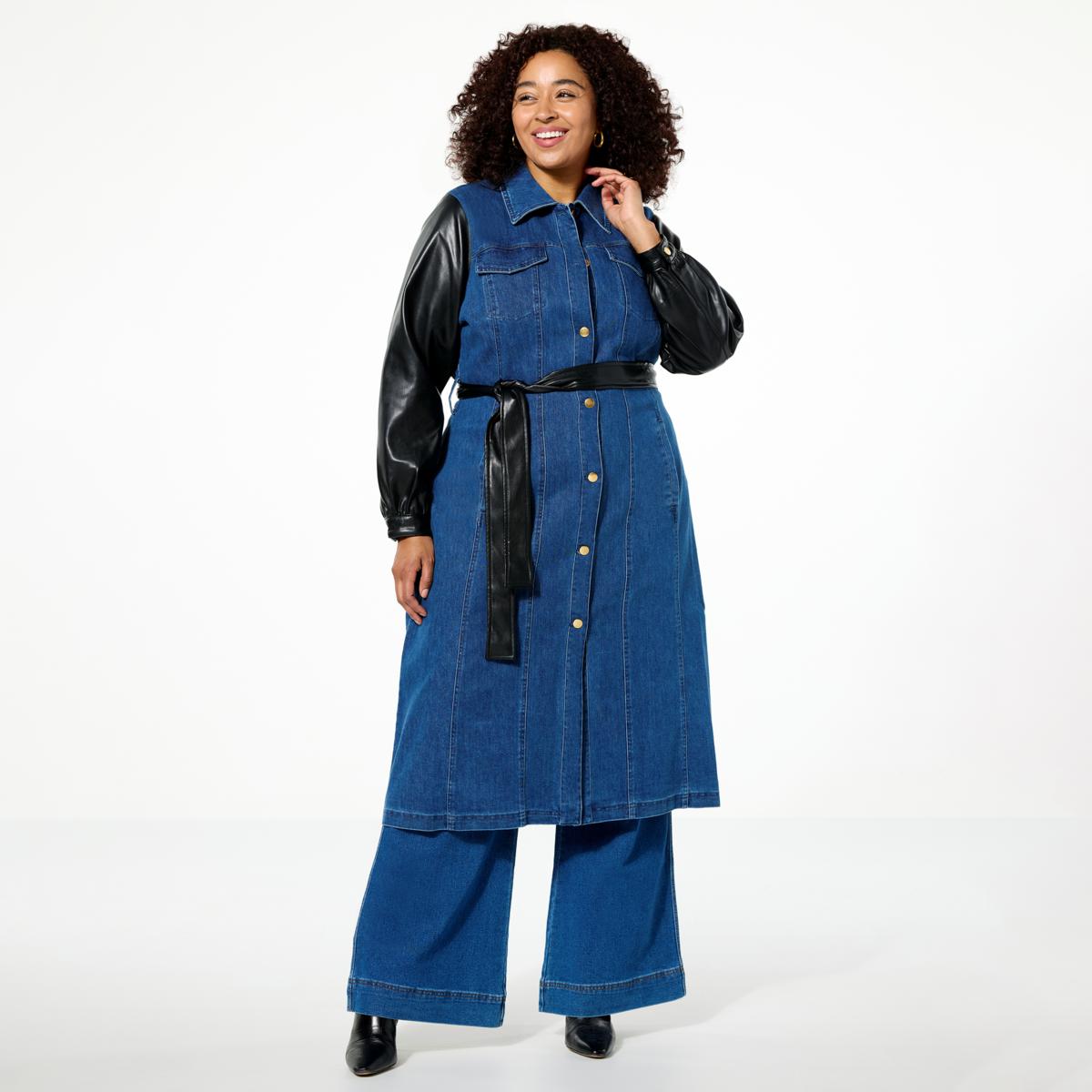 kathy ireland® Fashion 360 Denim British Tower Maxi Trench Coat | HSN