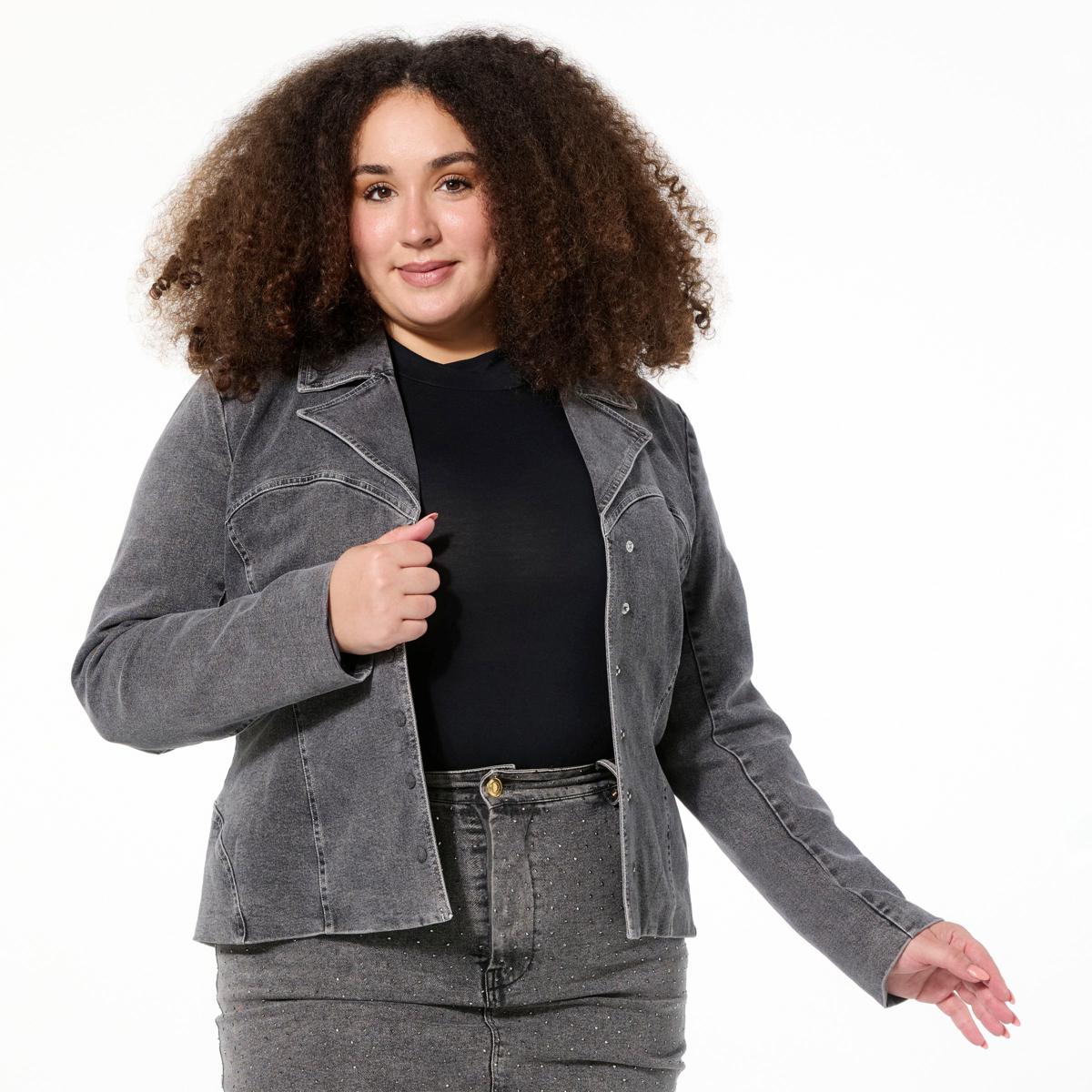 kathy ireland® Fashion 360 Denim Corset Style Blazer | HSN
