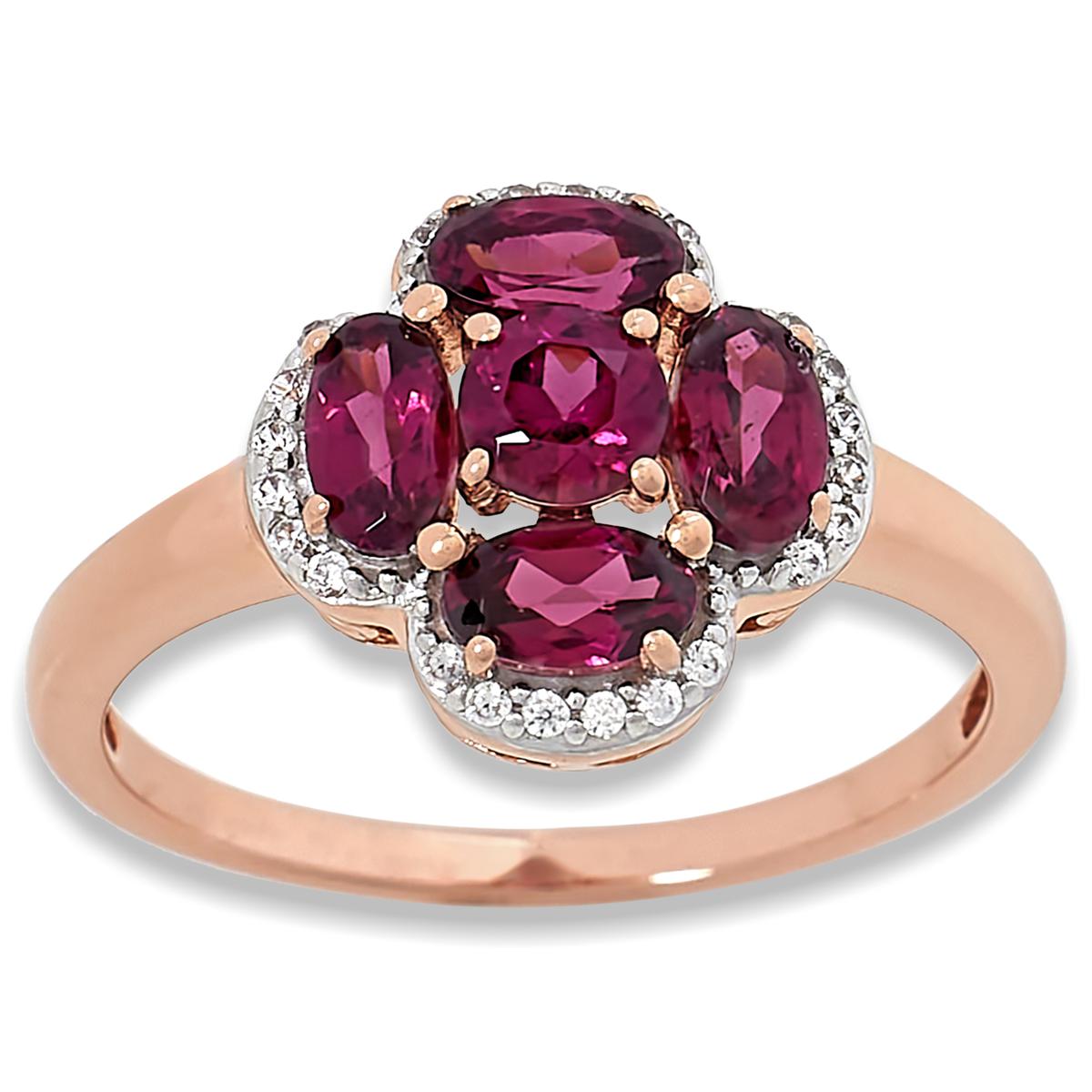 Colleen Lopez Rose Gold-Plated Garnet and Zircon Clover Ring - 23235924 ...