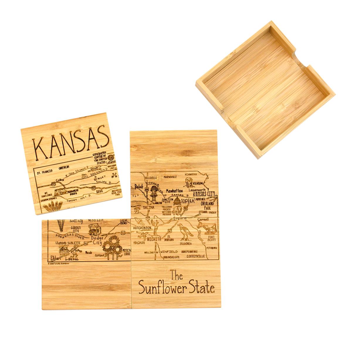 Totally Bamboo 4-piece State Puzzle Coaster Set with Case - 23236020 | HSN