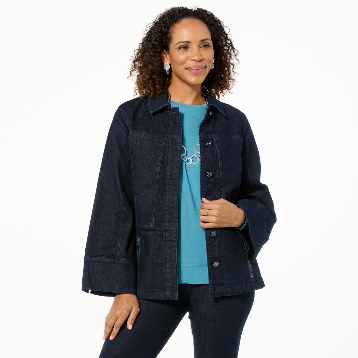 WynneDenim Patch Pocket Peplum Jacket | HSN
