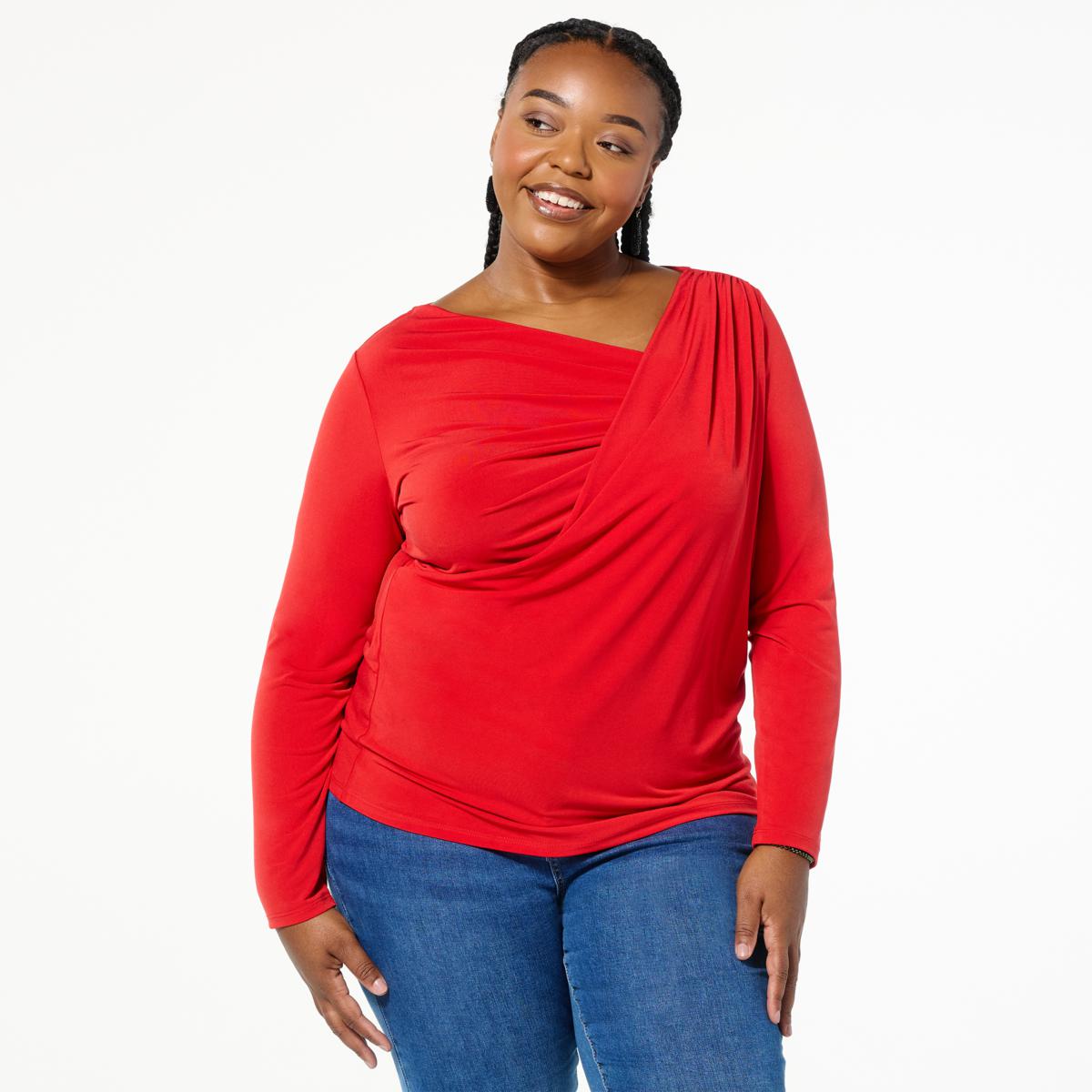 IMAN Global Chic Crossover Drape Front Top - 23252354 | HSN