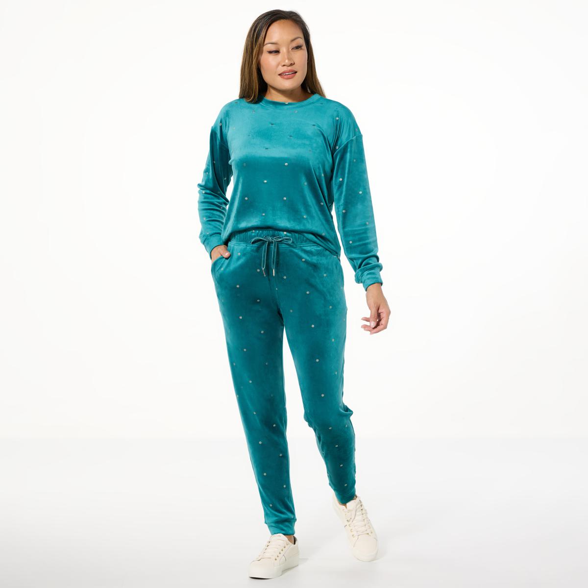"As Is" Comfort Code 2-piece Luxe Lounge Velour Foil Knit Jogger Set | HSN