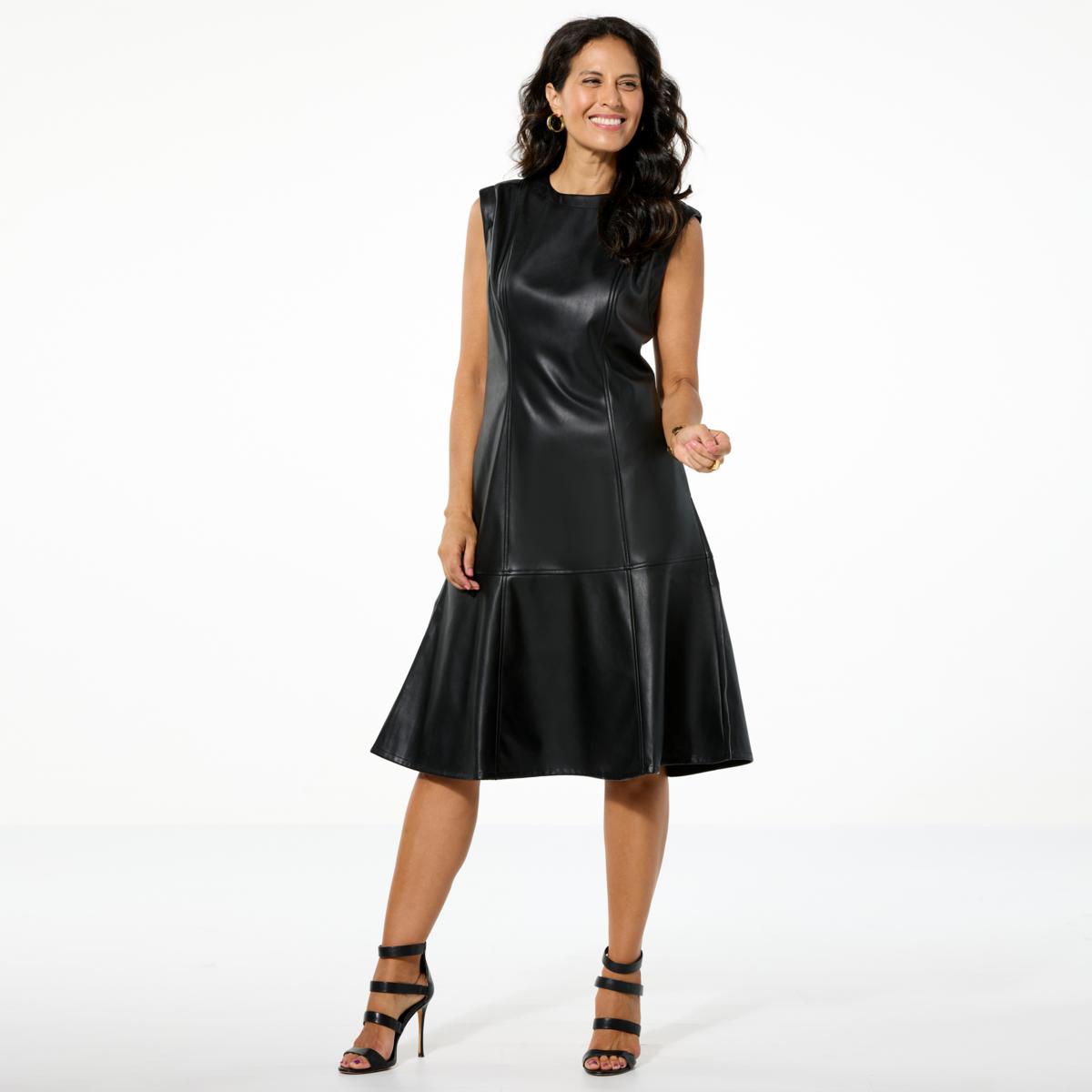 G by Giuliana Faux Leather Sleeveless Midi Dress - 23287559 | HSN