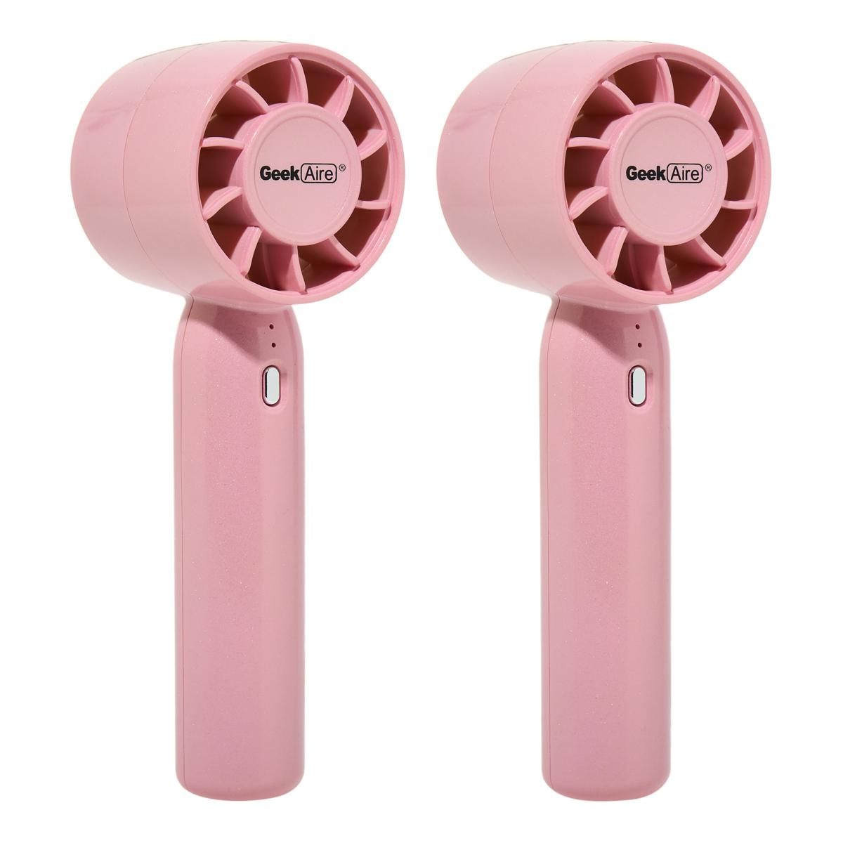 Geek Aire set of 2 Mini Sparkle Rechargeable Handheld Fans - 23291549 | HSN