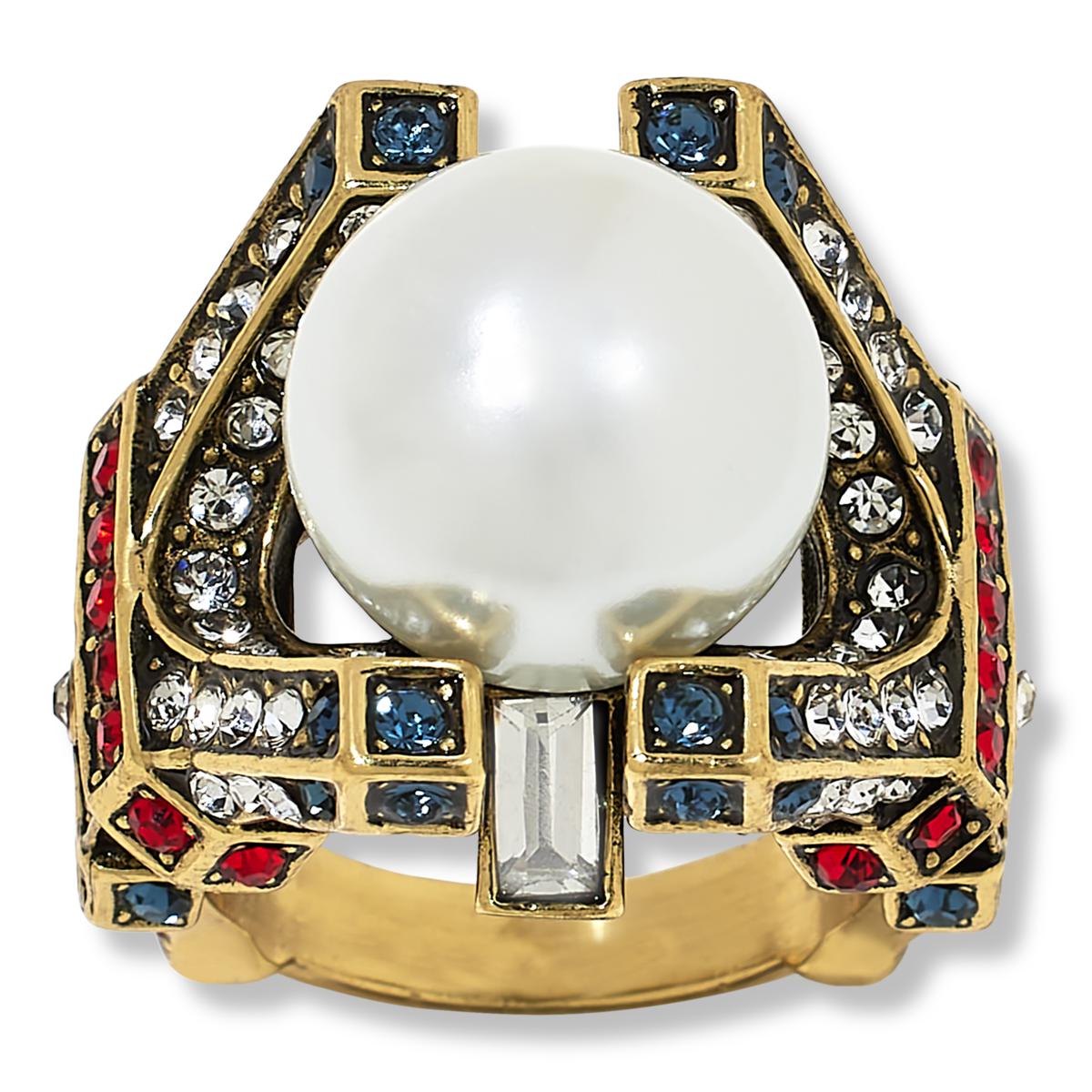 "As Is" Heidi Daus Eiffel Tower Simulated Pearl and Crystal Ring | HSN