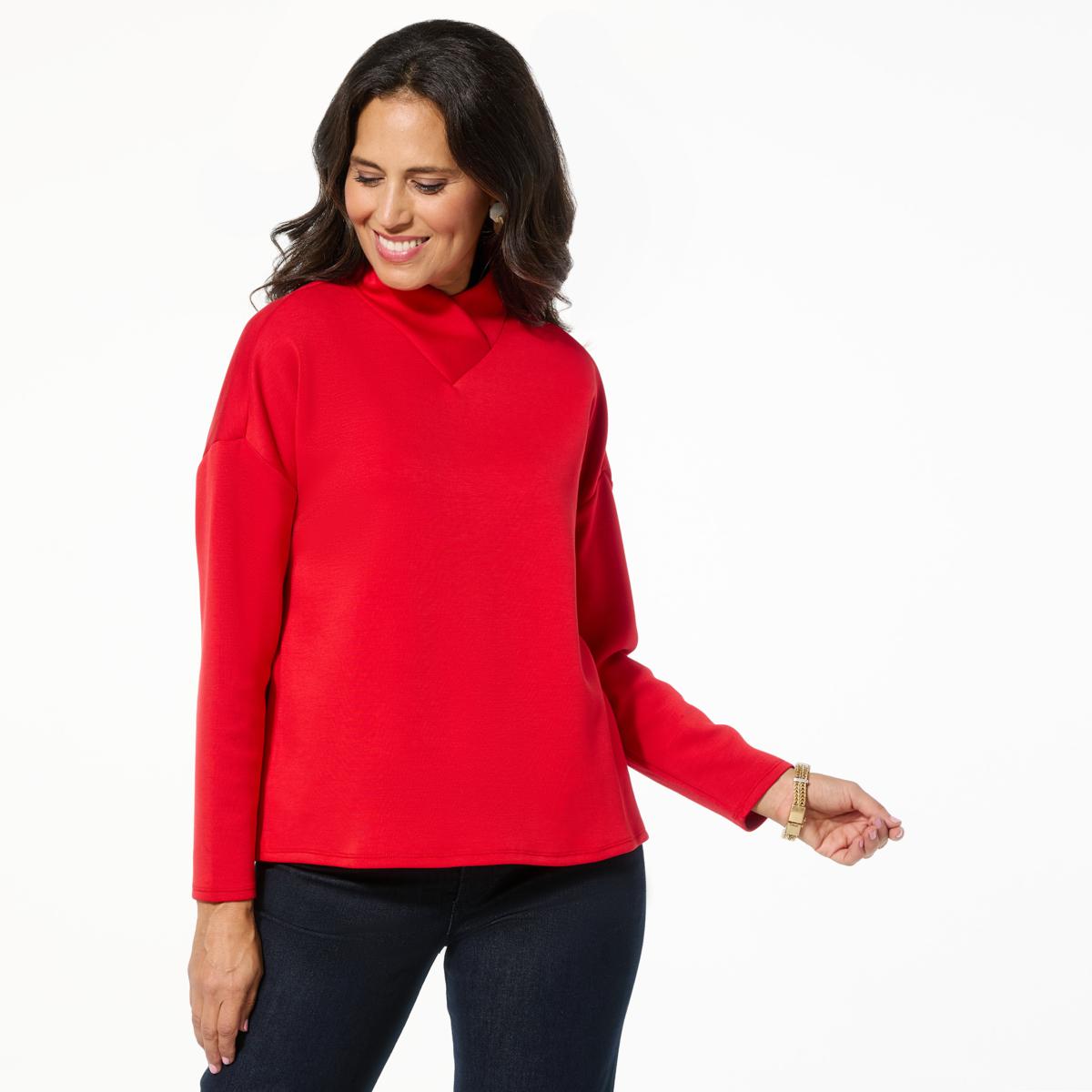 WynneLayers Smooth Operator Boxy Knit Mock-Neck Tee | HSN