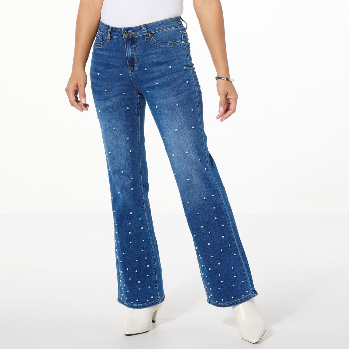 IMAN Global Chic Embellished Denim Bootcut Jean - 23307913 | HSN