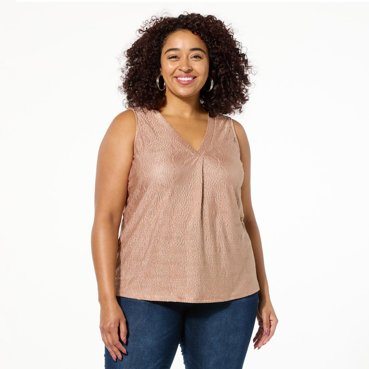 "As Is" Colleen Lopez Textured V-neck Tank Top | HSN