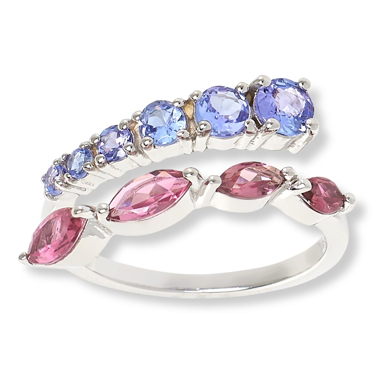 "As Is" Colleen Lopez Sterling Tanzanite & Pink Tourmaline Bypass Ring ...