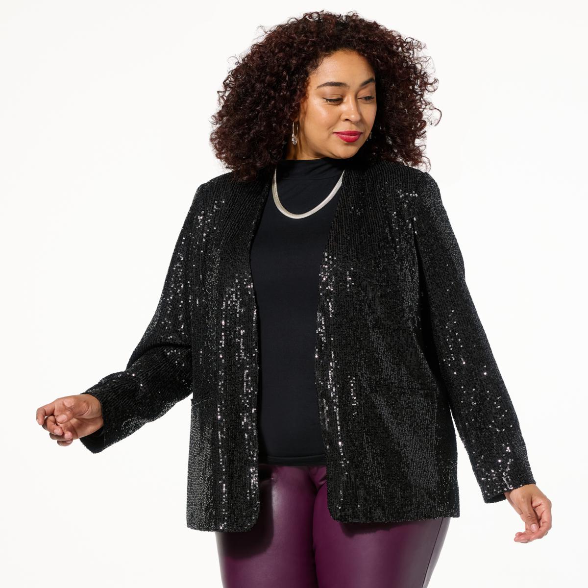 G by Giuliana Black Label Sequin Mesh Knit Blazer | HSN