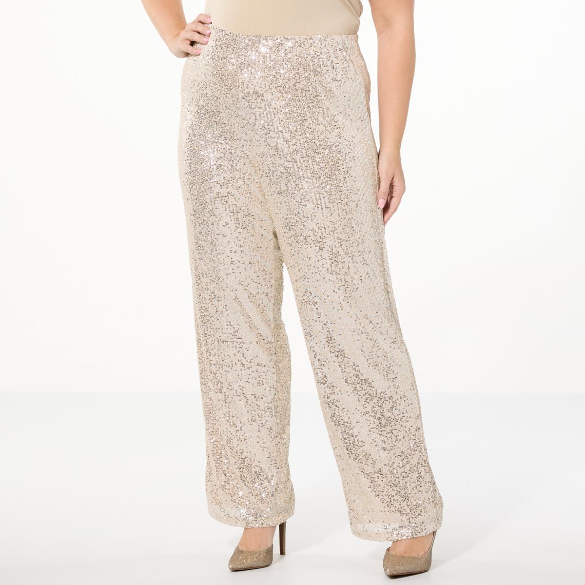 G by Giuliana Black Label Pull-On Sequin Mesh Pant | HSN