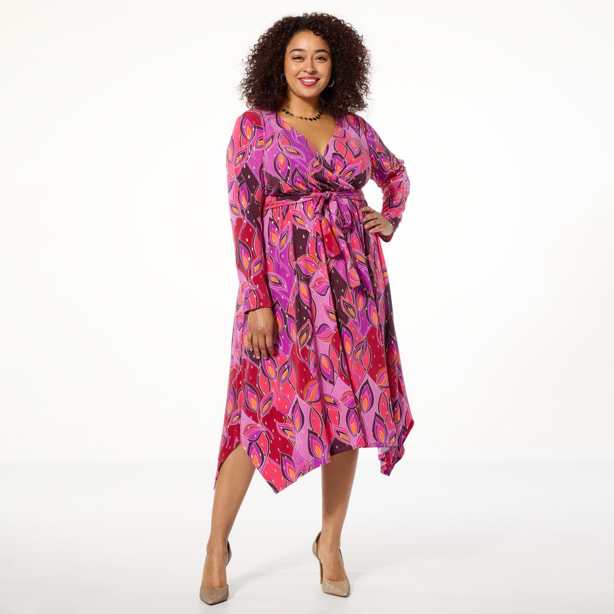 IMAN Global Chic Printed Runway Jersey Surplice Dress | HSN