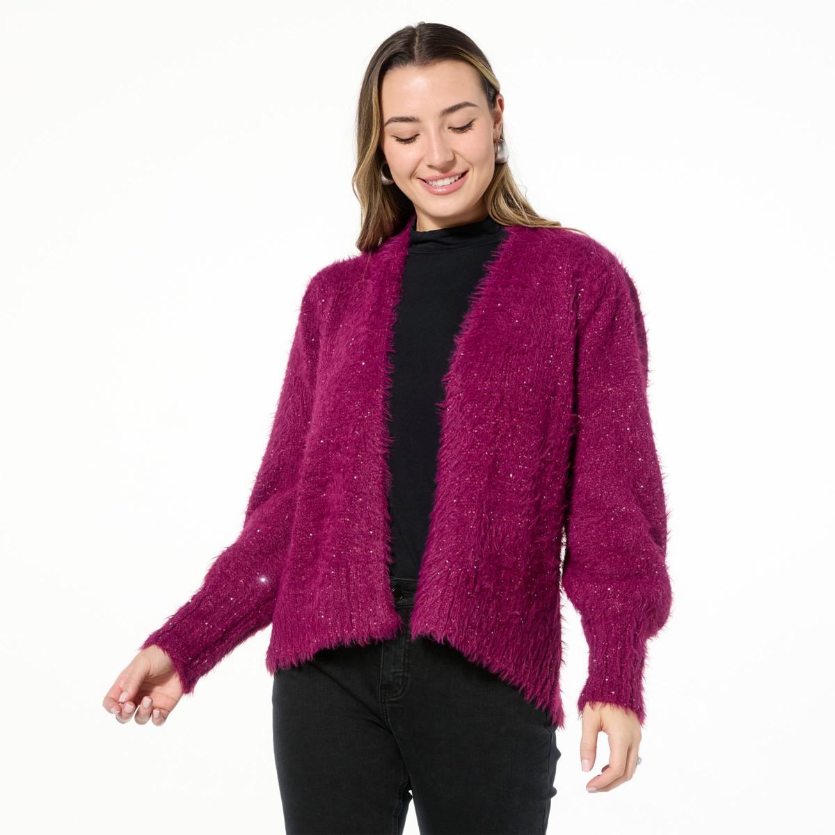 LB70 by Lloyd Boston Puff Sleeve Hi-Low Glamour Cardigan - 23333575 | HSN