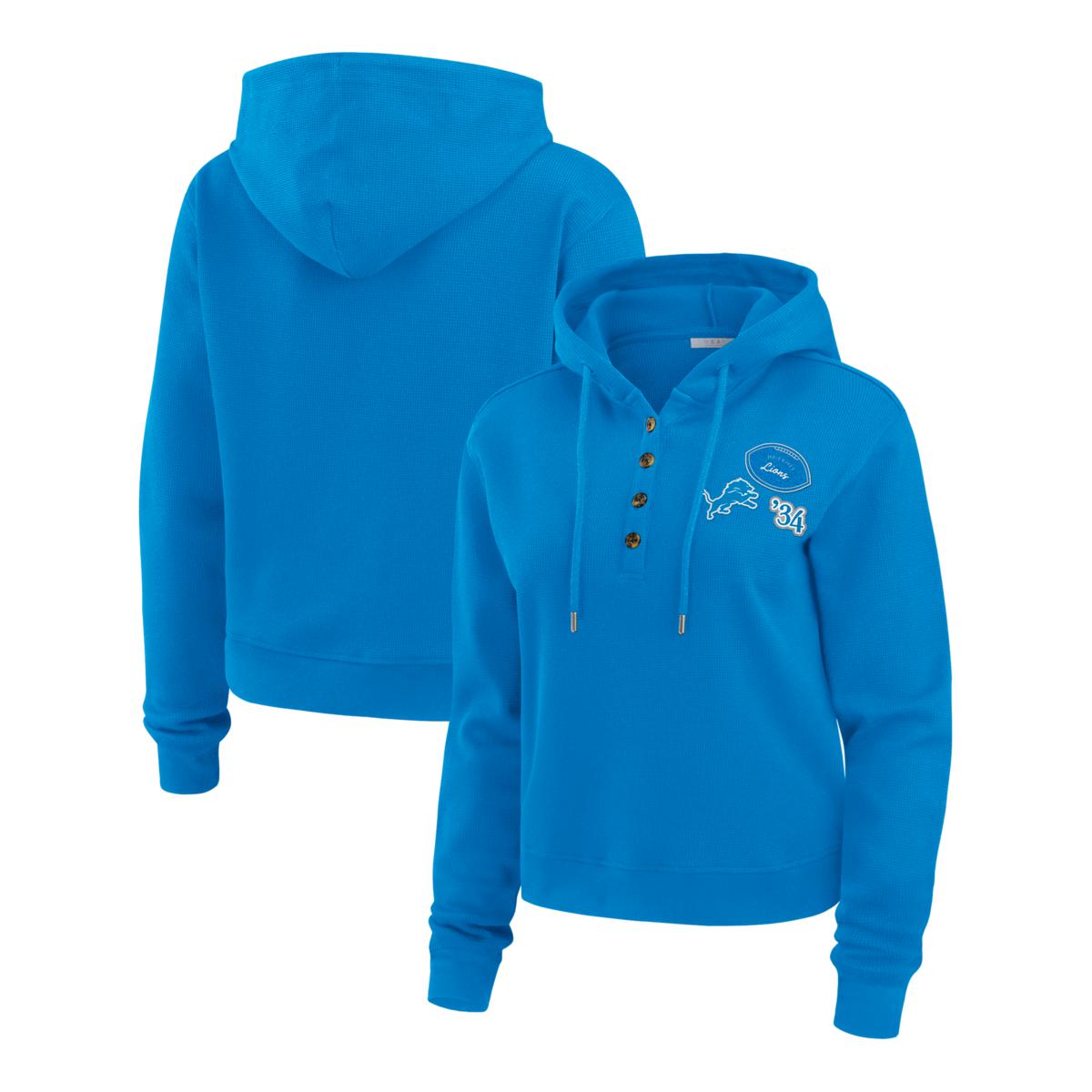 Officially Licensed NFL Wear by Erin Andrews Hooded Waffle Top - Lions ...