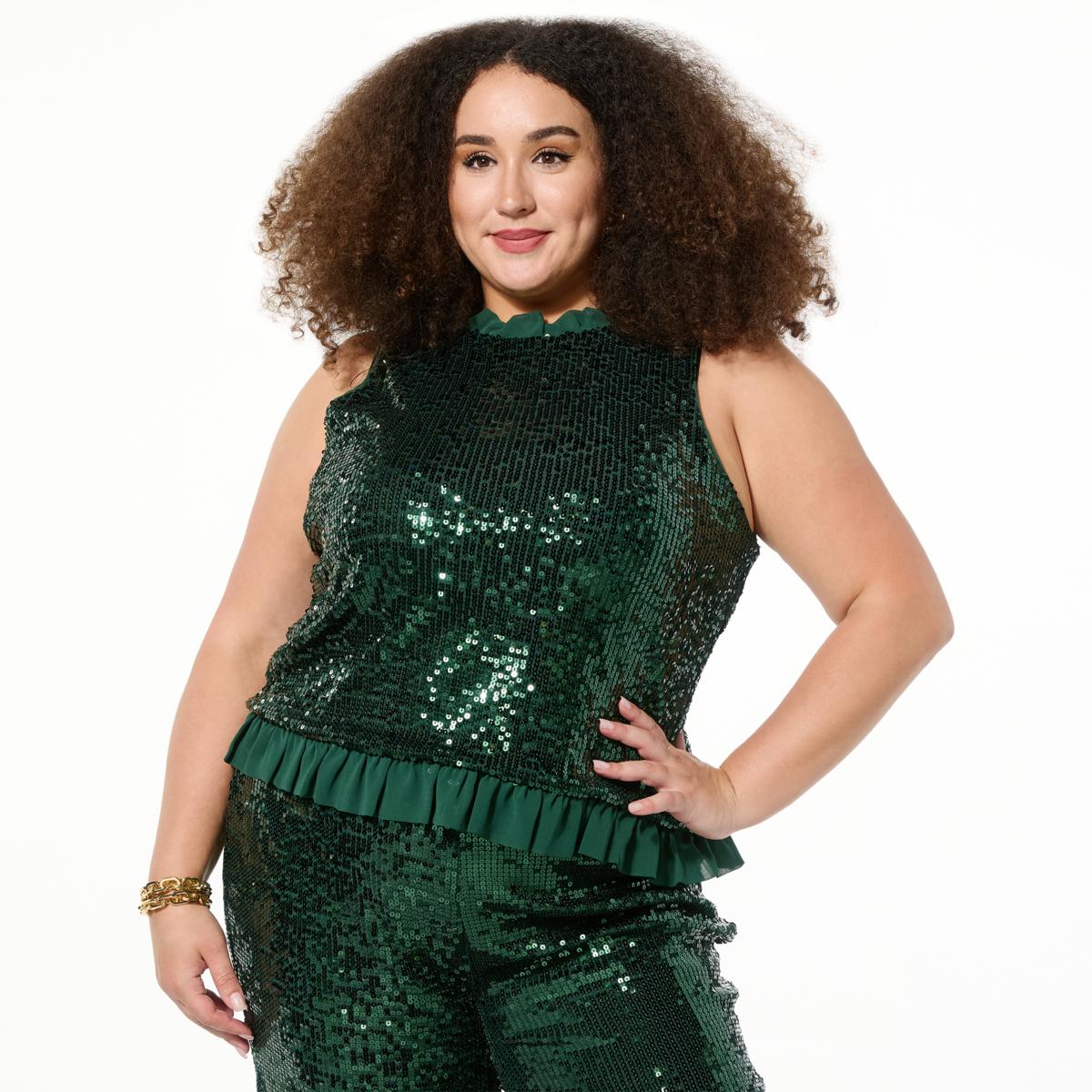 Mark & James by Badgley Mischka Chester Ruffled Sequined Tank | HSN