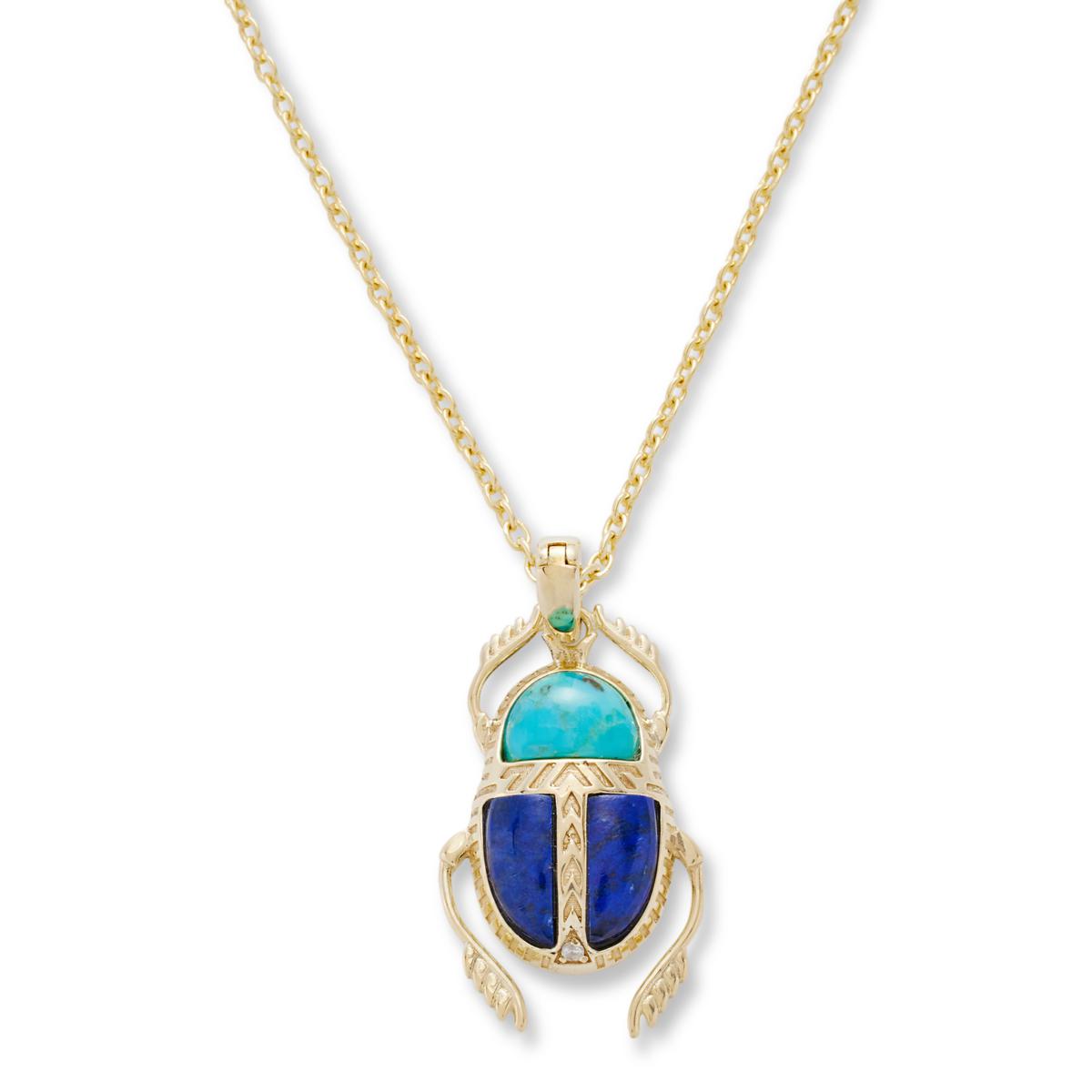 Rarities Gold-Plated Multigemstone Scarab Beetle 18" Necklace | HSN