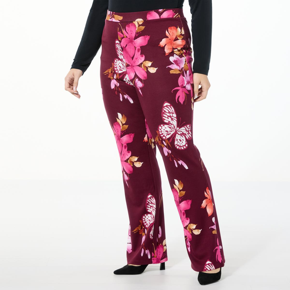 Colleen Lopez Printed Ponte Knit Bootcut Pull-On Pant | HSN