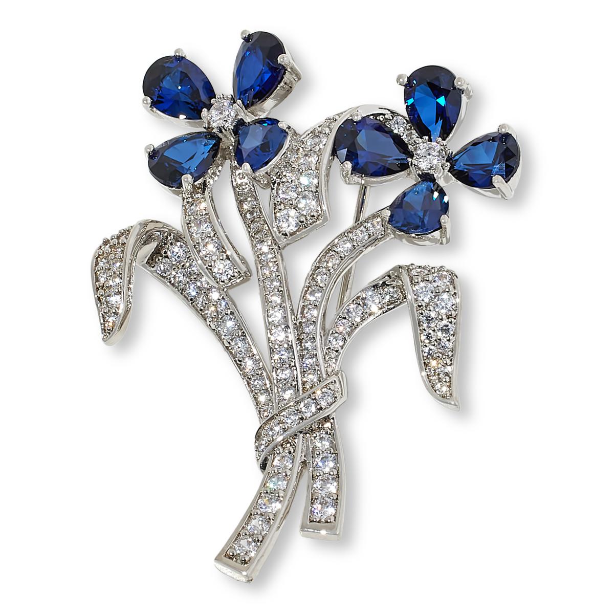 Radiance by Absolute™ Couture Created Sapphire Flower Brooch - 23367979 ...
