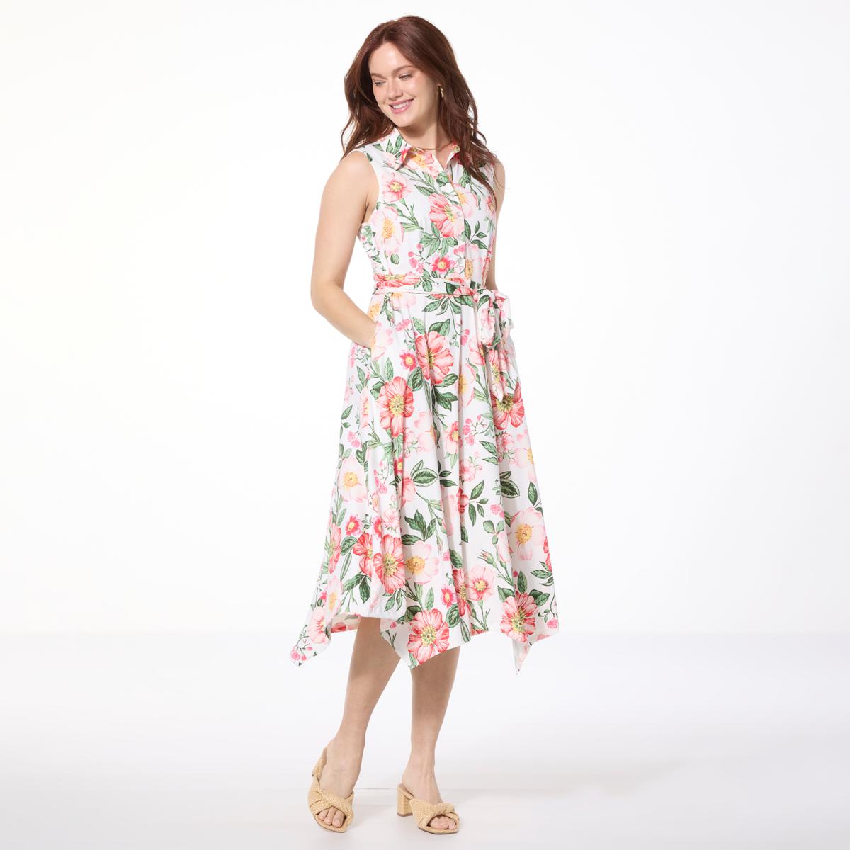 Nina Leonard Sleeveless Uneven Hem Dress | HSN