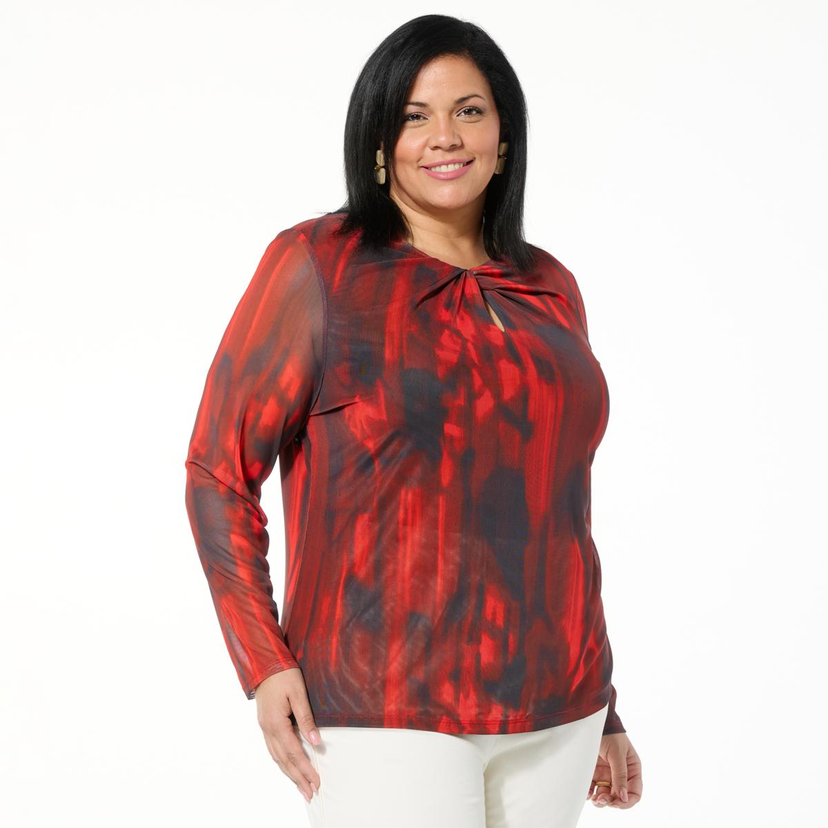 GREY by Jhoan Sebastian Grey Twisted Neck Mesh Top | HSN