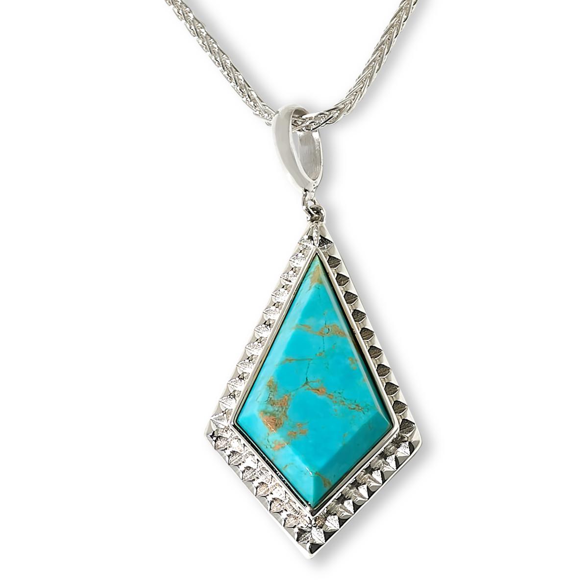 Jay King Sterling Silver Tyrone Turquoise Pendant with 18" Chain ...