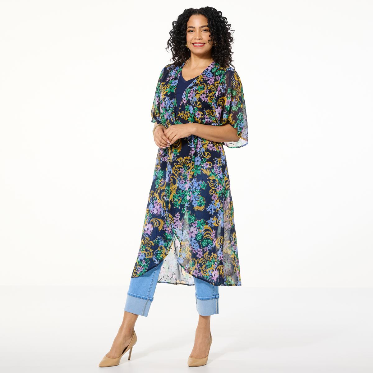 IMAN Global Chic Printed Woven Duster Cardigan | HSN