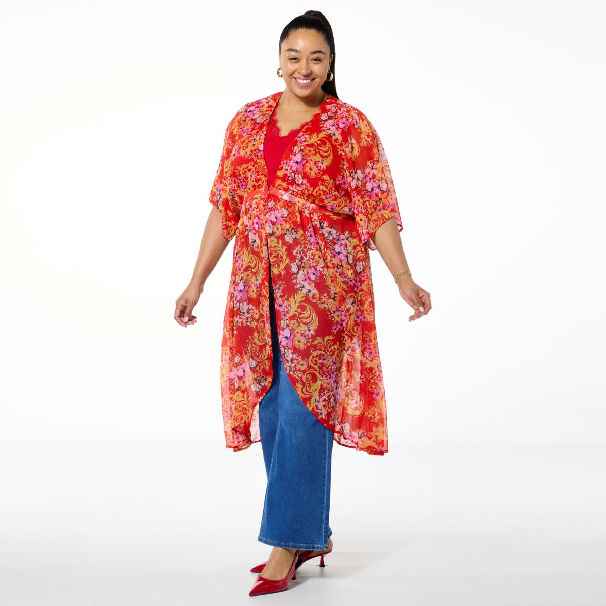 IMAN Global Chic Printed Woven Duster Cardigan | HSN
