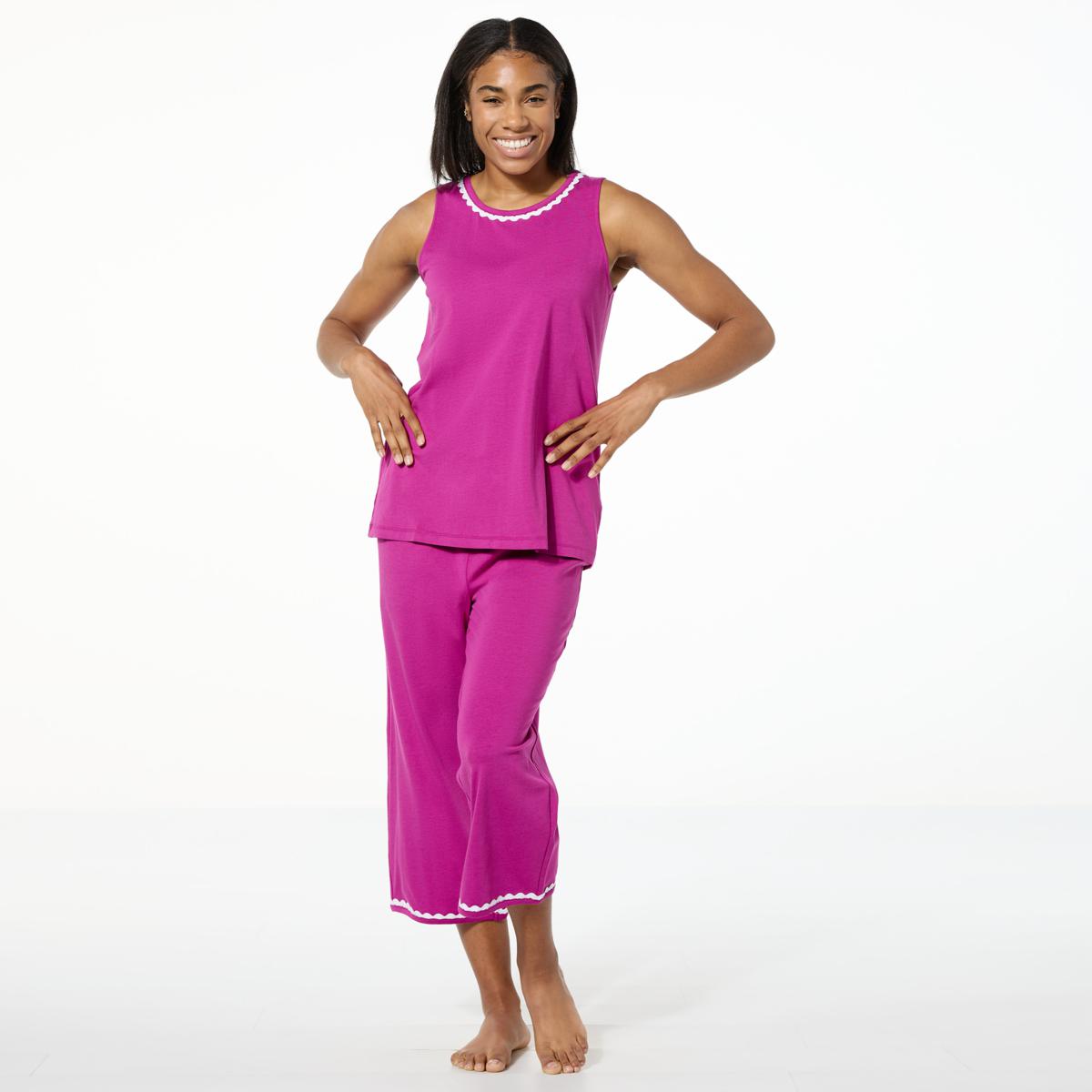 Comfort Code 2-piece Cotton-Blend Knit Tank Top & Cropped Pant Set | HSN